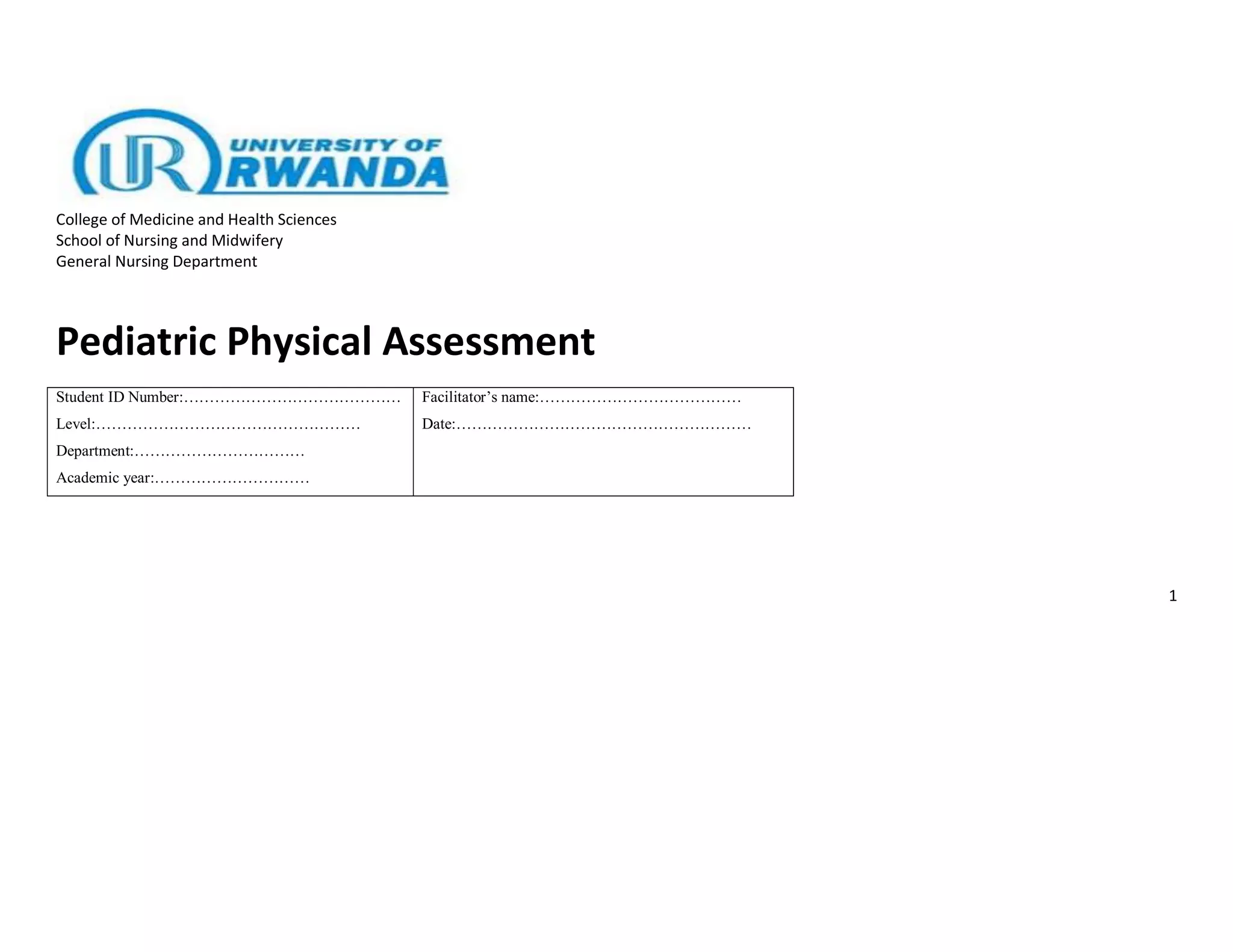 Pediatric Assessment new-1.pdf | Parenting Babies and Toddlers | Parenting