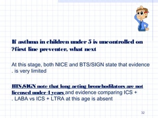 Ashtma in children and young people - Pharmacological management | PPT