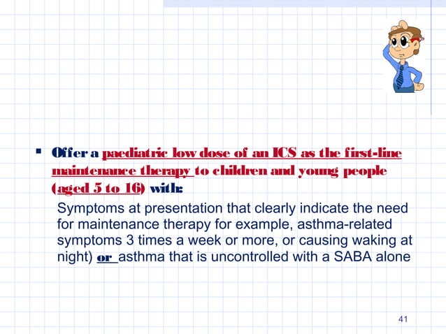 Ashtma in children and young people - Pharmacological management | PPT