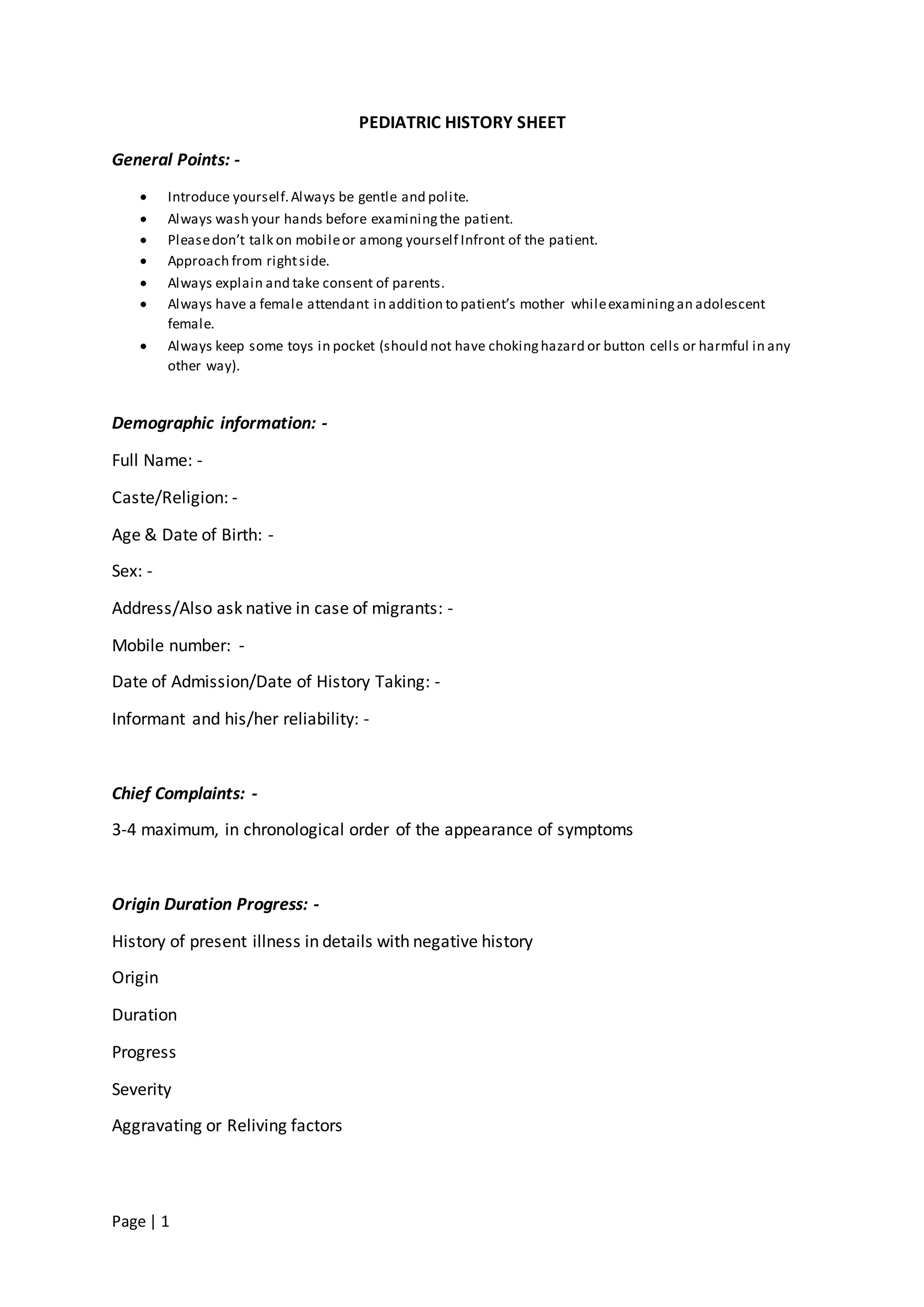 Pediatric case history | DOCX