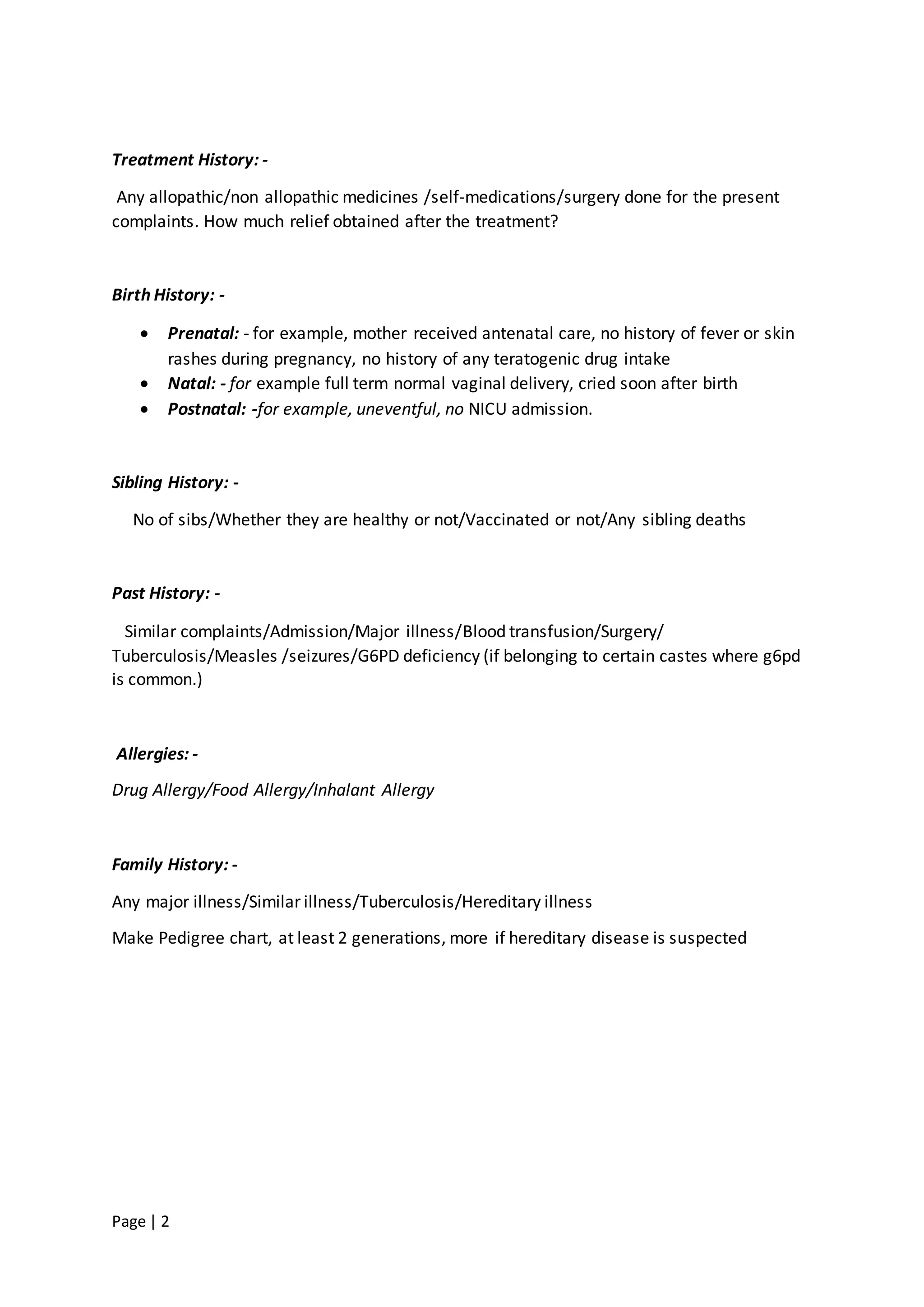 Pediatric case history | DOCX