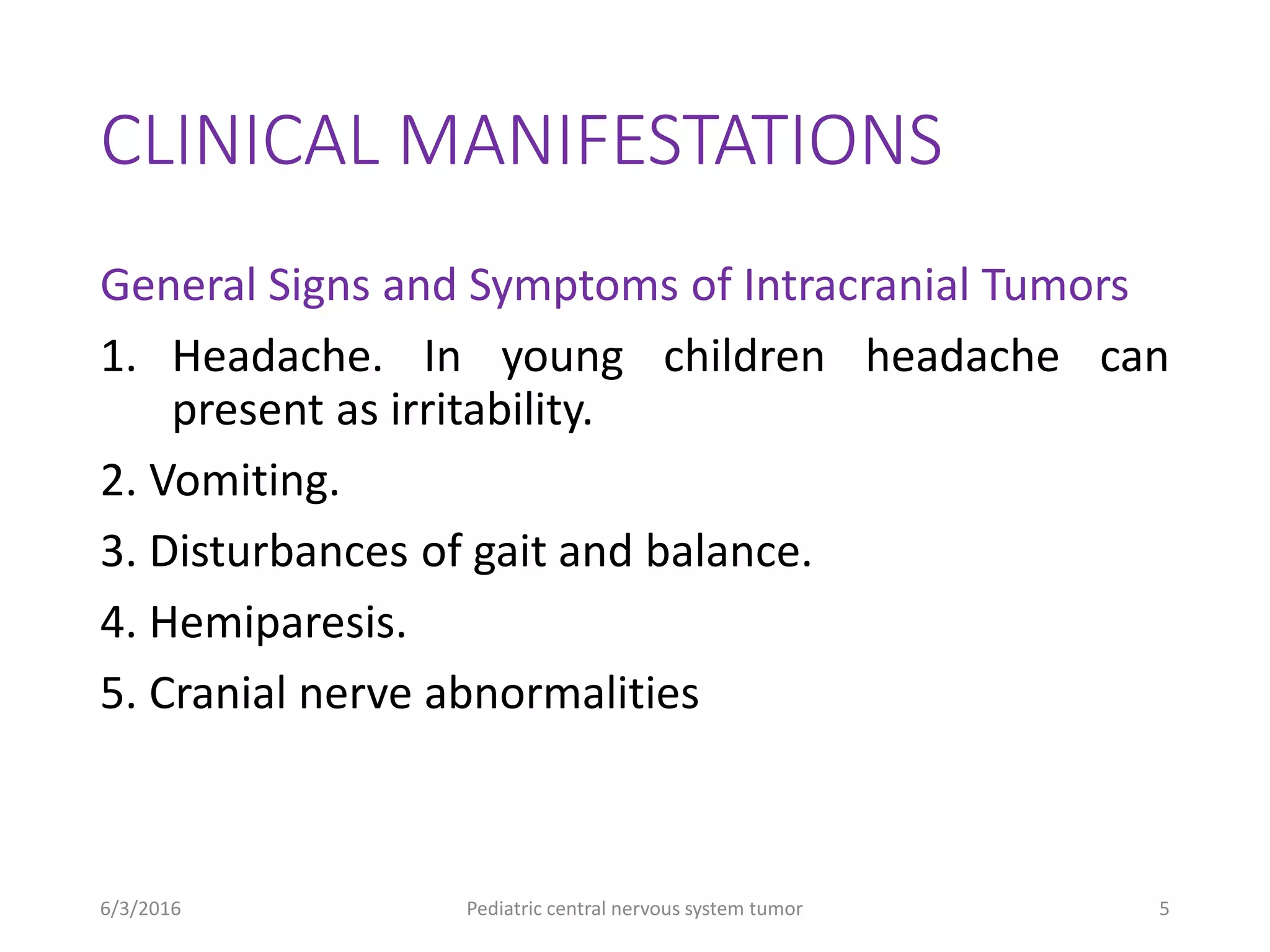 Pediatric cental nervous system tumors | PPTX