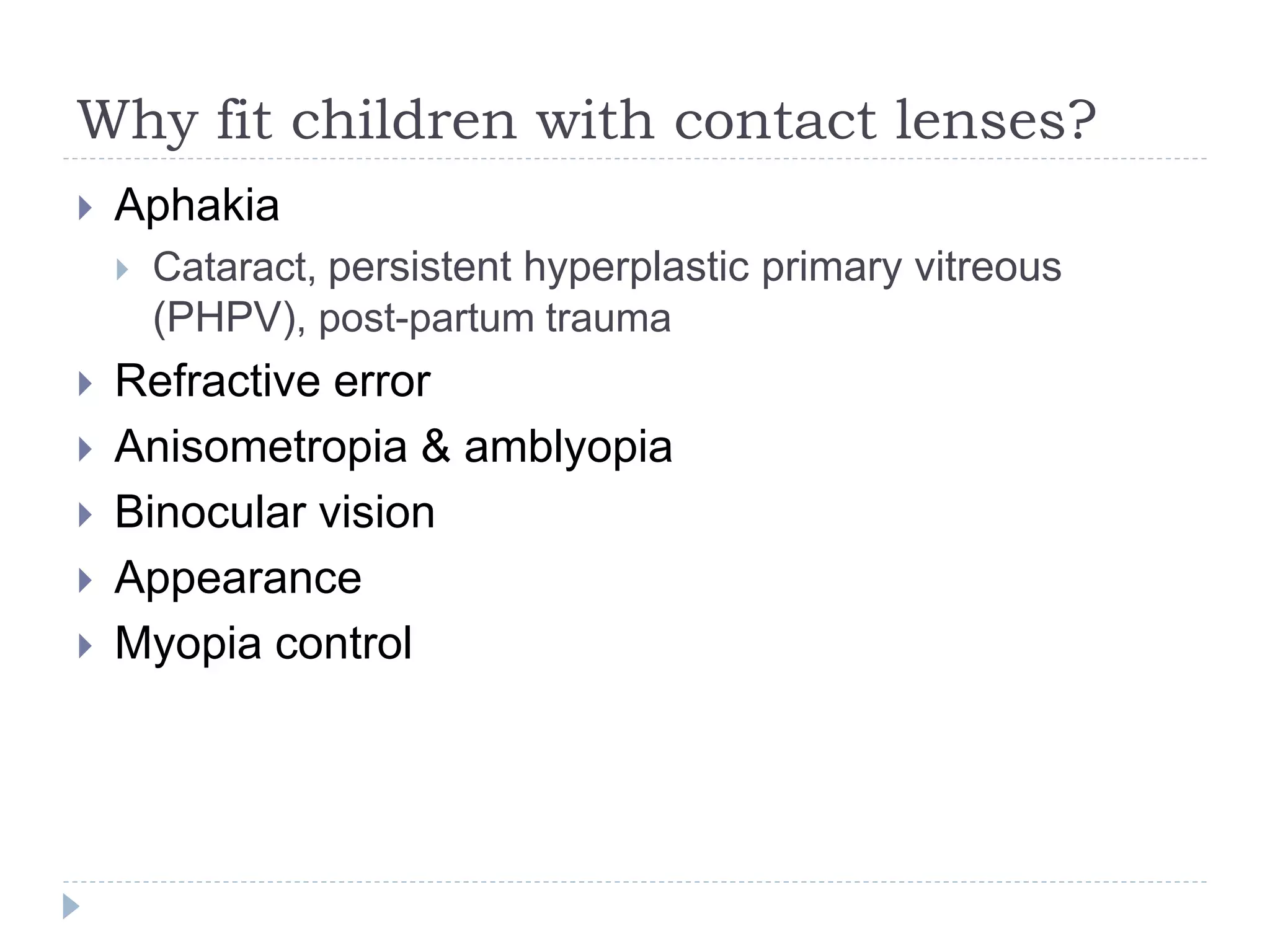 Contact Lenses Management in Pediatrics | PPTX