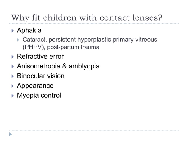 Contact Lenses Management in Pediatrics | PPTX | Eye and Vision ...