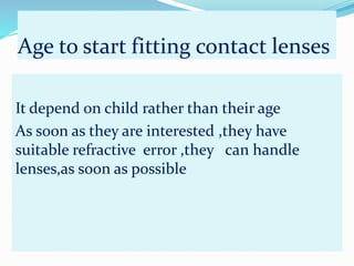 Pediatric contact lenses | PPTX