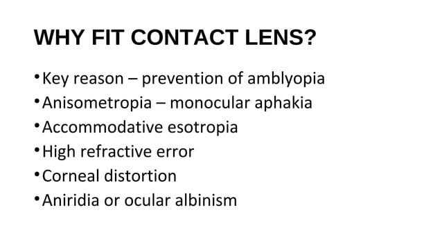 Pediatric contact lens management | PPT | Eye and Vision Conditions ...