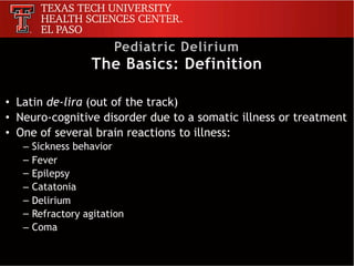 Pediatric delirium | PDF