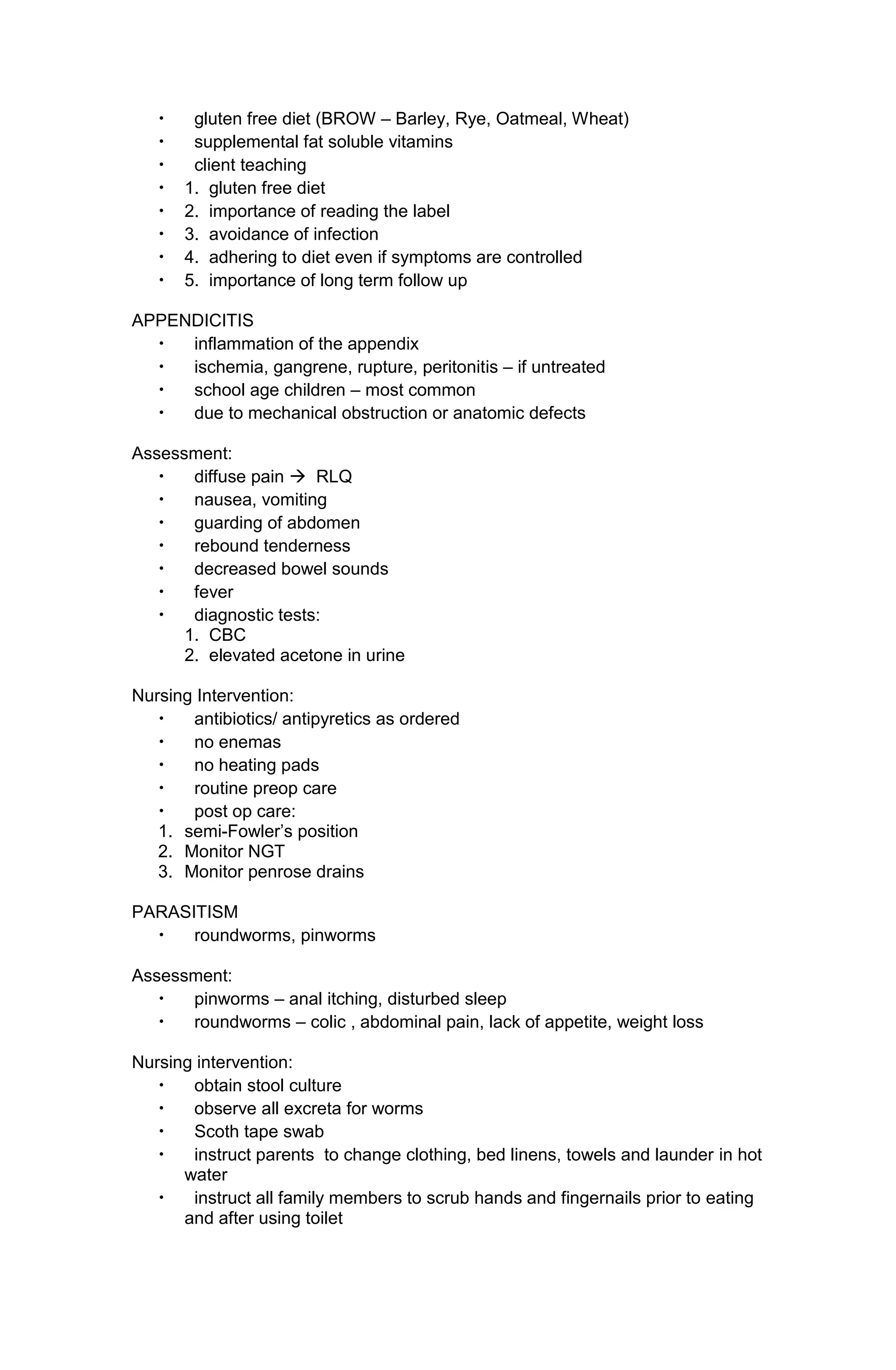 Pediatric disorders by system | DOCX