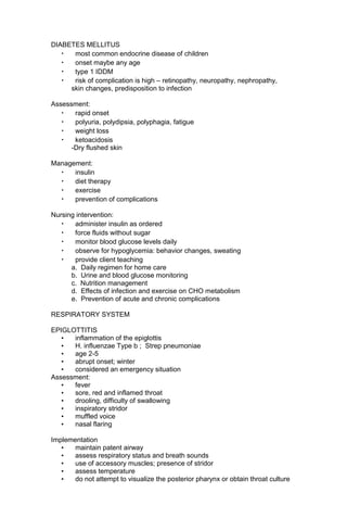 Pediatric disorders by system | DOCX