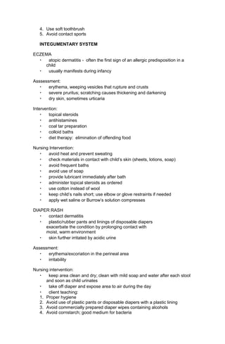 Pediatric disorders by system | DOCX