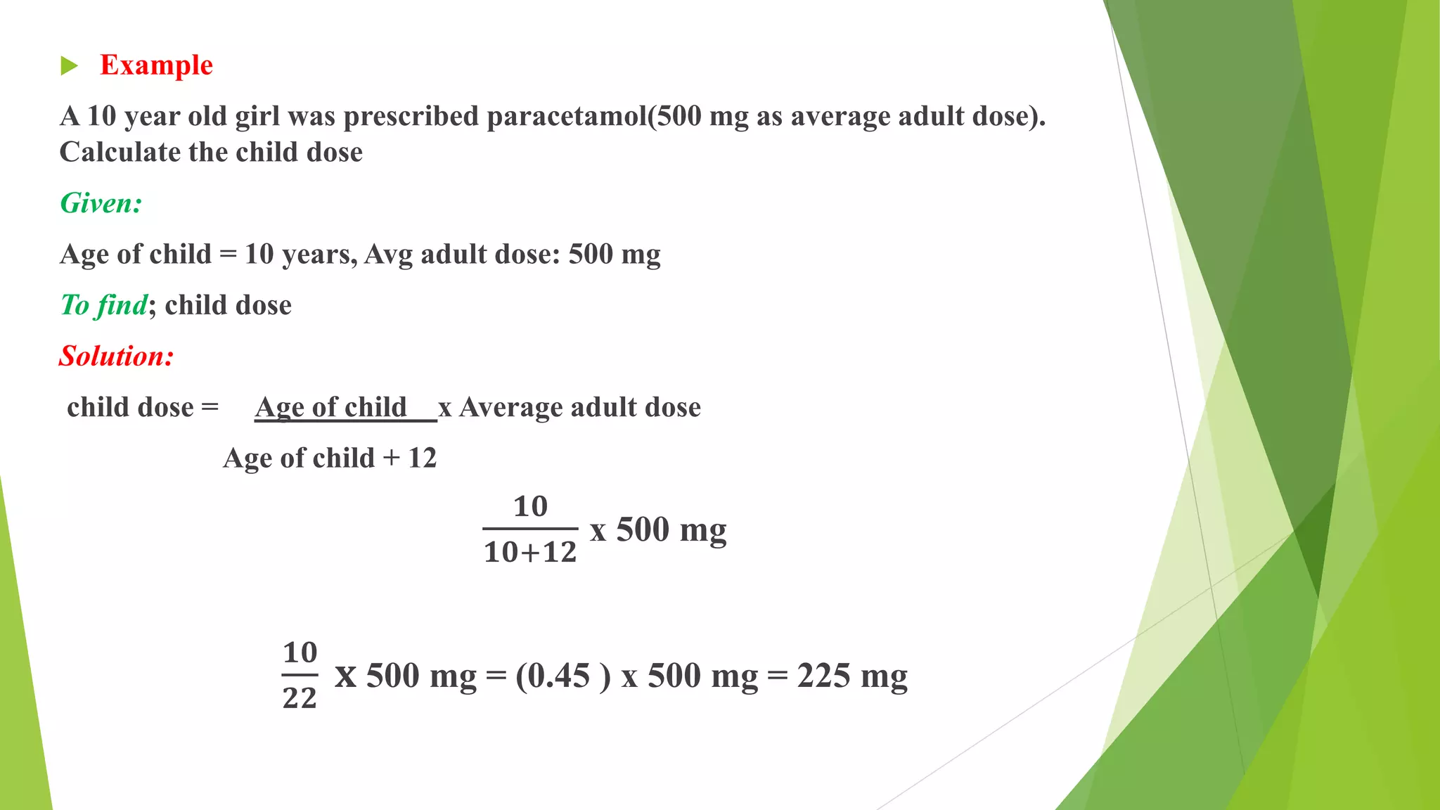 Pediatric drug doses calculations | PPTX
