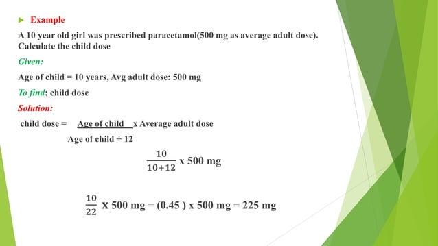 Pediatric drug doses calculations