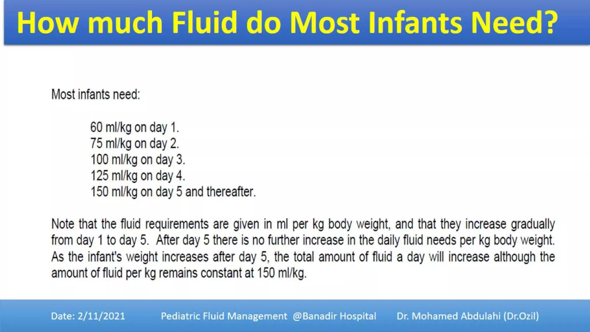 Pediatric Fluid Management DR.OZIL