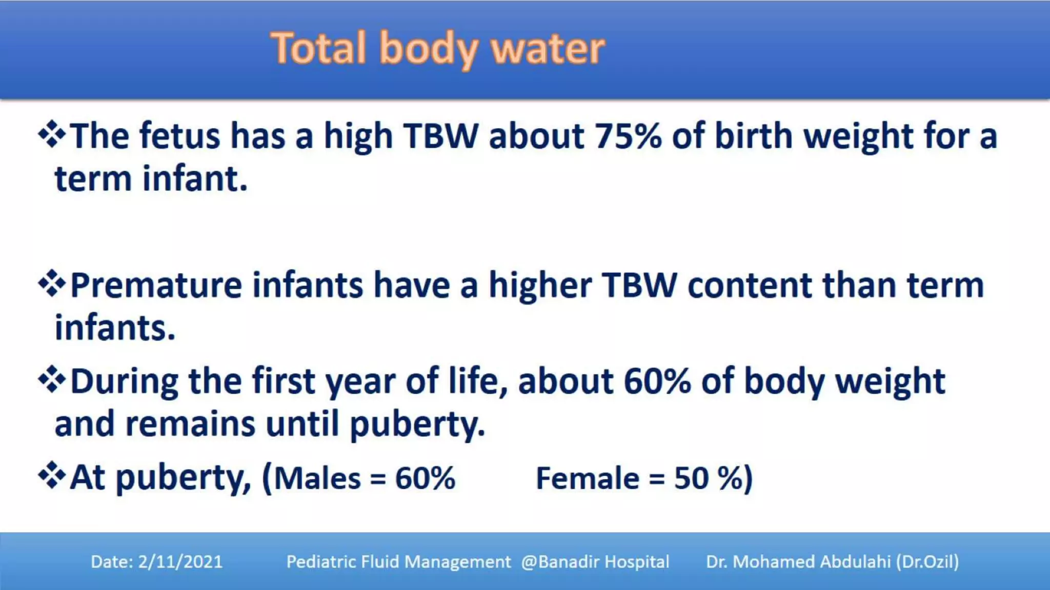 Pediatric Fluid Management DR.OZIL
