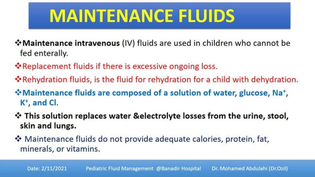 Pediatric Fluid Management DR.OZIL