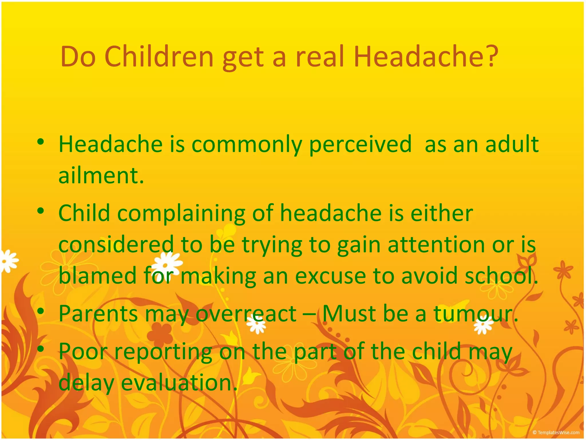 Pediatric headache by dr. milind bapat | PPT