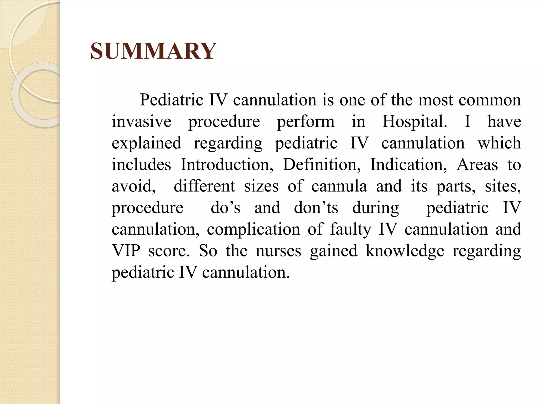 Pediatric intravenous cannulation | PPTX