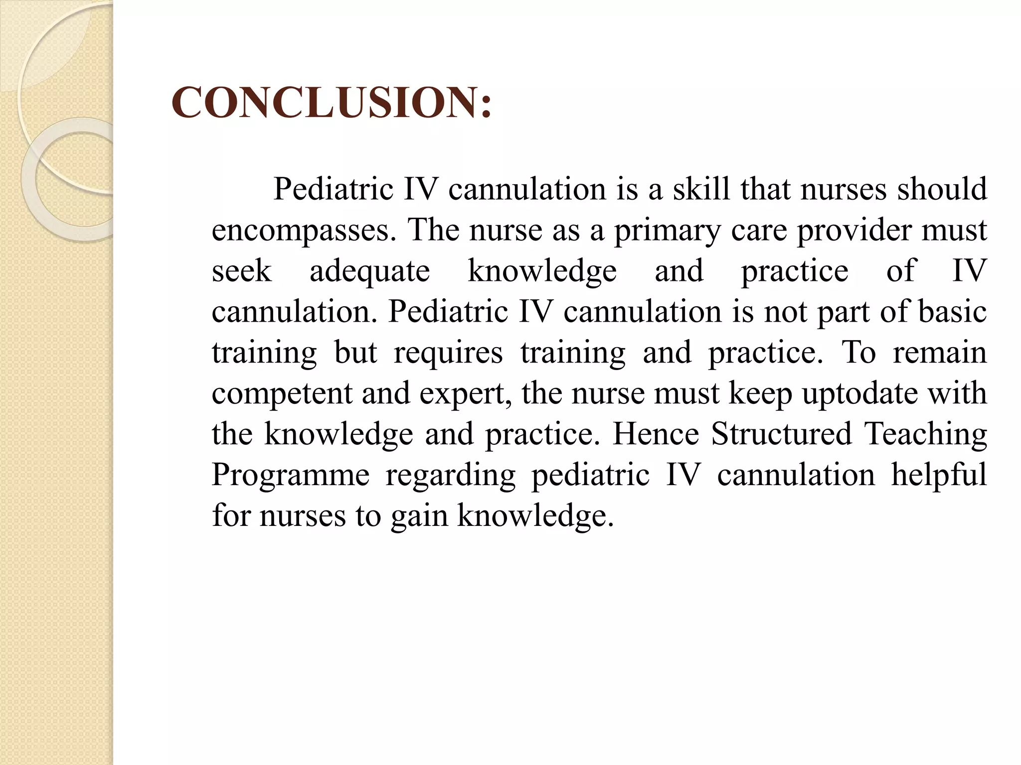 Pediatric intravenous cannulation | PPTX