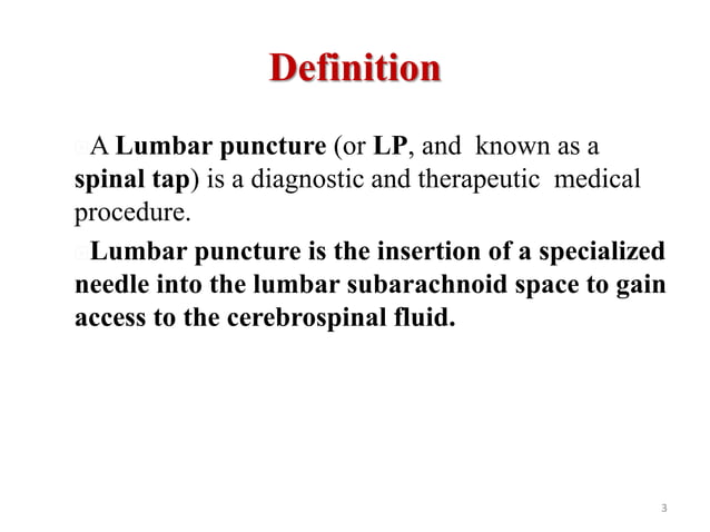 Pediatric lumbar puncture | PPTX