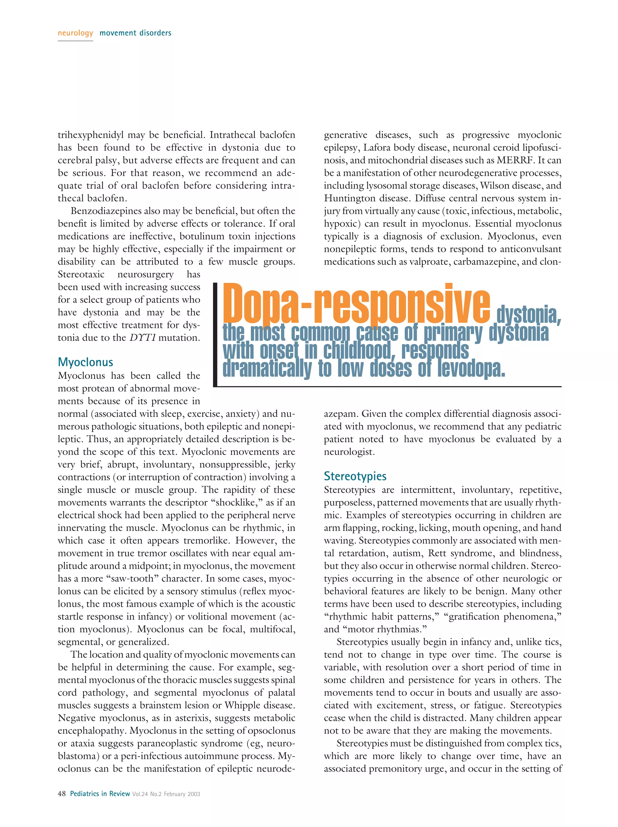 Pediatric movement disorder | PDF