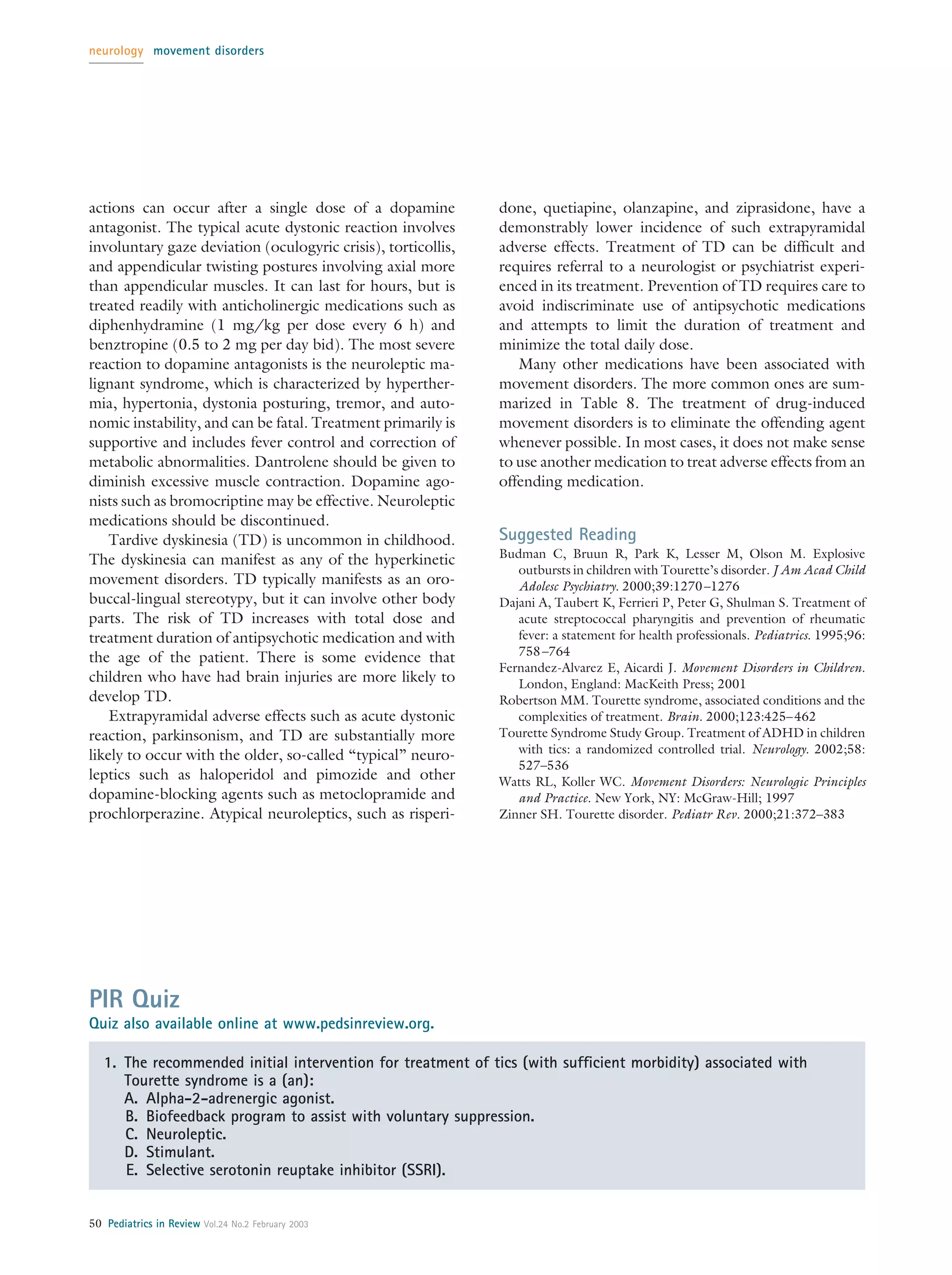 Pediatric movement disorder | PDF