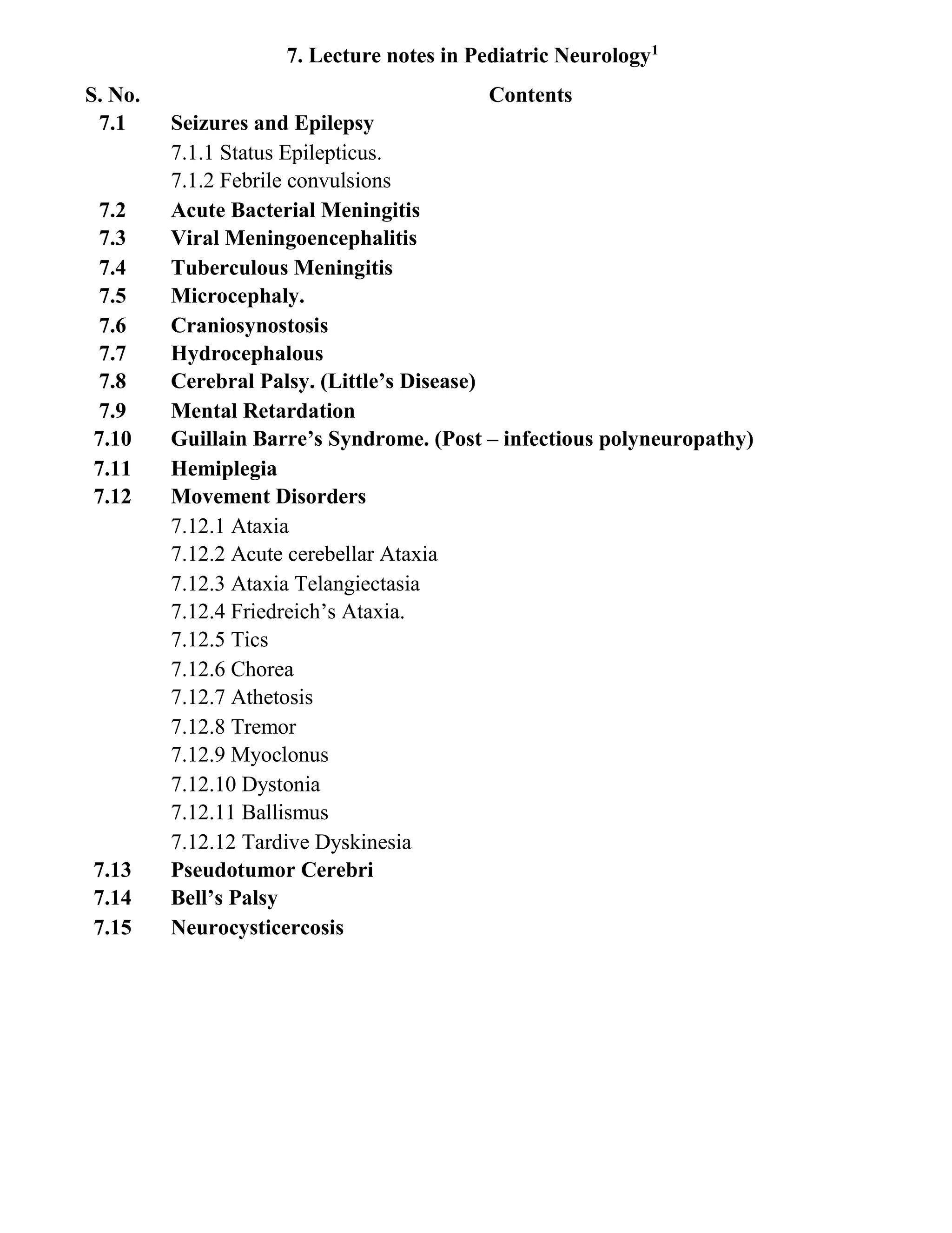 Pediatric neurology notes | PDF