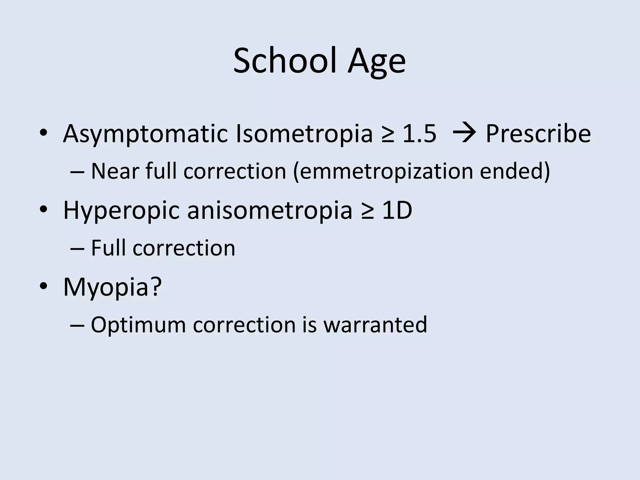 Vision Assessment and Vision Screening in Children, Refractive Error and Spectacle Correction ...