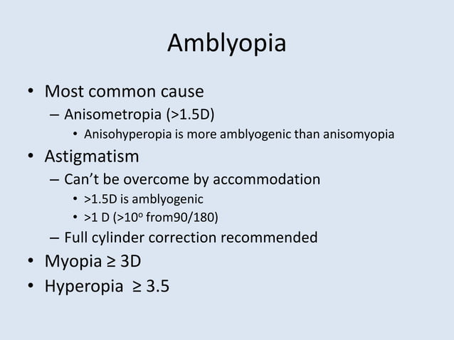 Vision Assessment and Vision Screening in Children, Refractive Error and Spectacle Correction ...