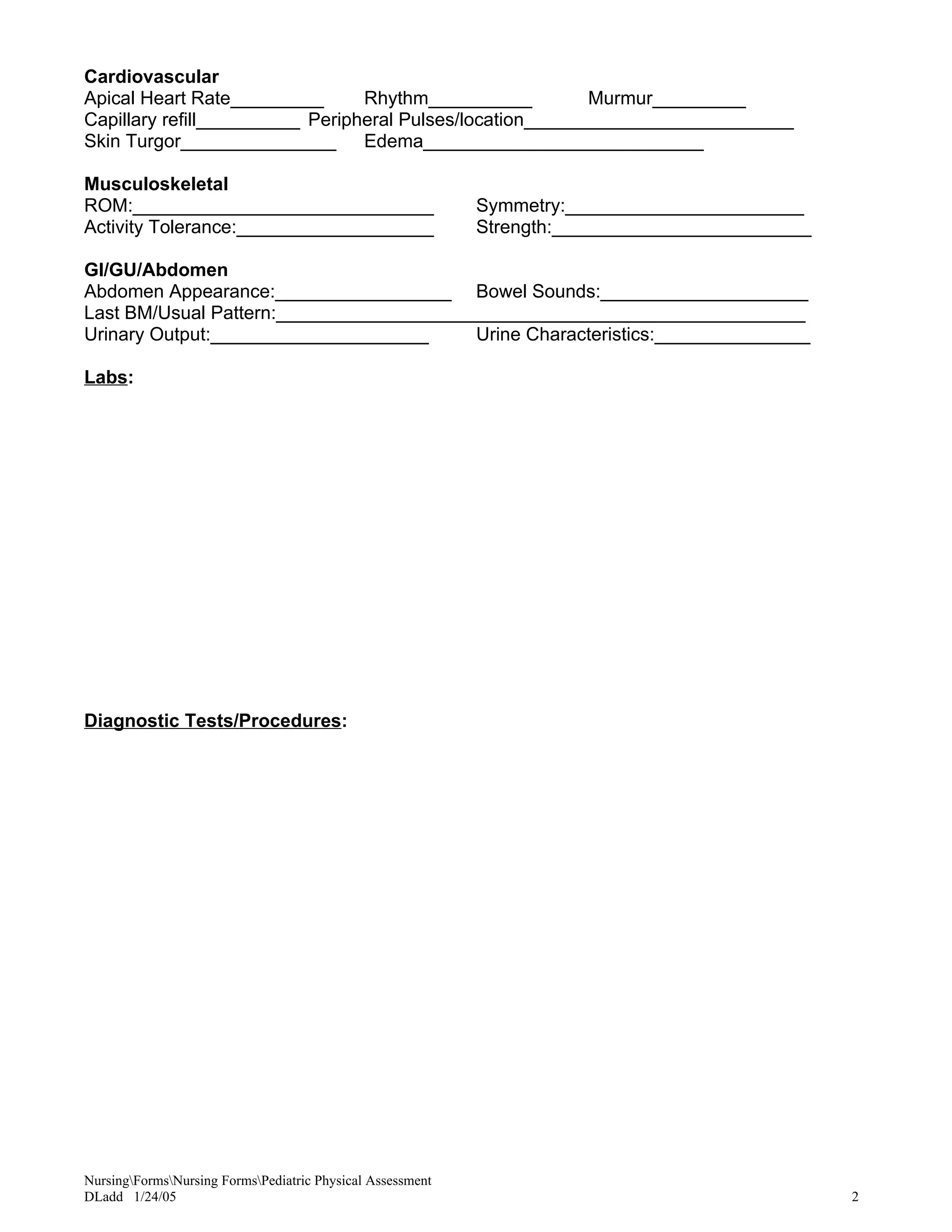 Pediatric Physical Assessment | DOC