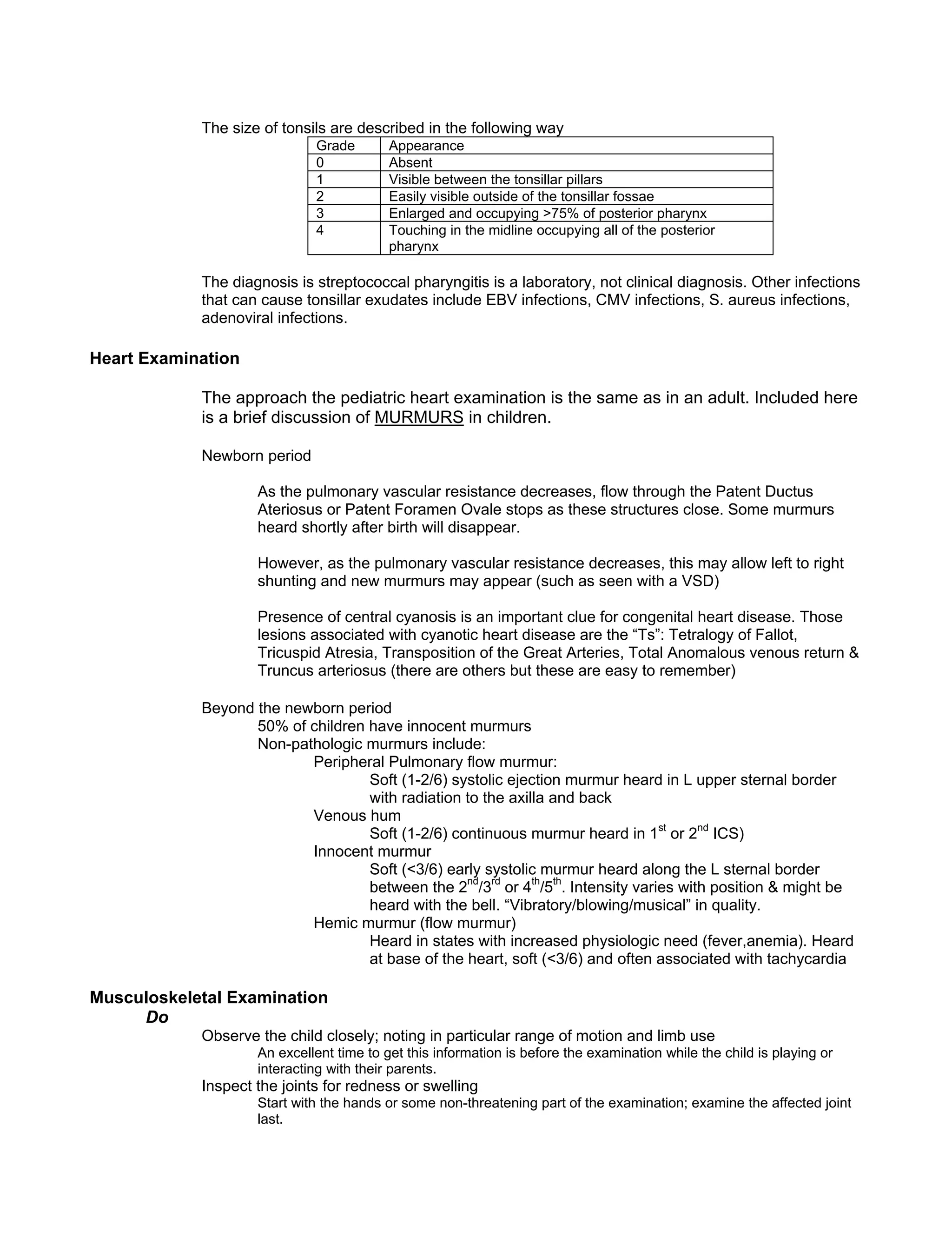 Pediatric Physical Examination Core Curriculum Appendices | PDF