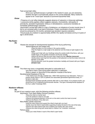 Pediatric Physical Examination Core Curriculum Appendices | PDF