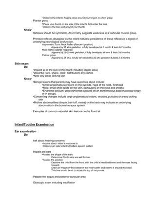 Pediatric Physical Examination Core Curriculum Appendices | PDF