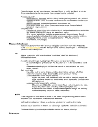 Pediatric Physical Examination Core Curriculum Appendices | PDF