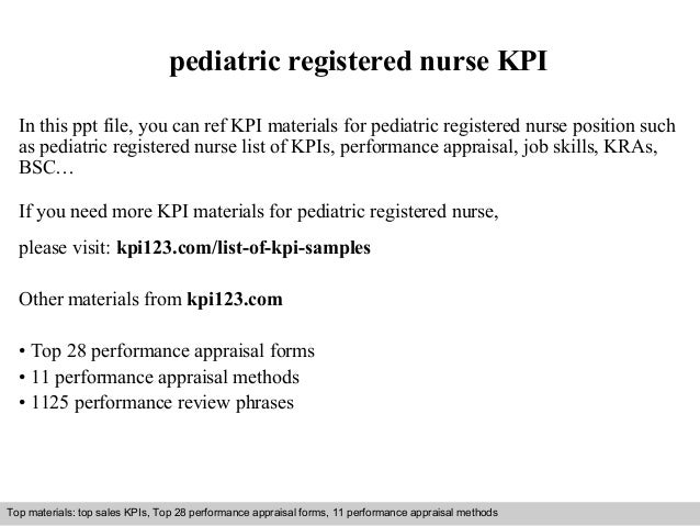 Pediatric registered nurse kpi