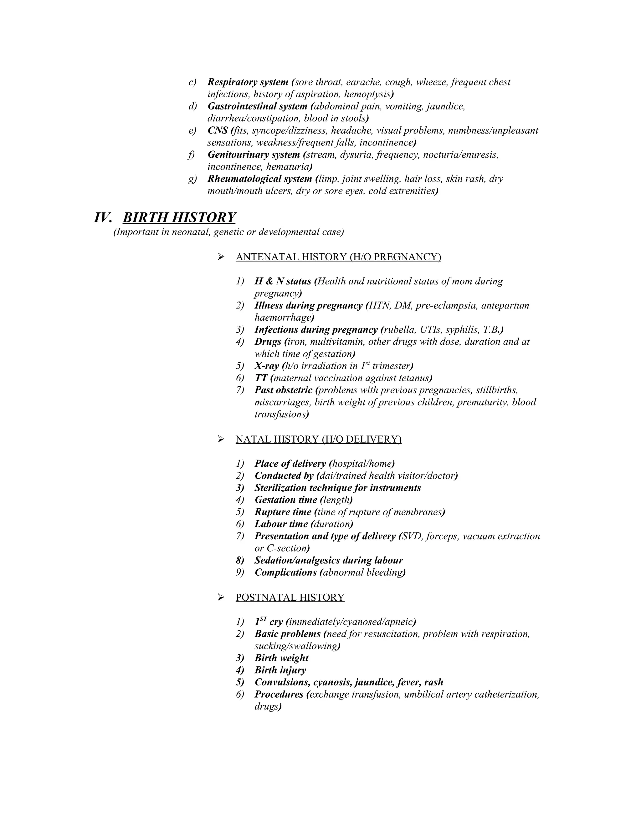 Pediatrics history taking | DOC