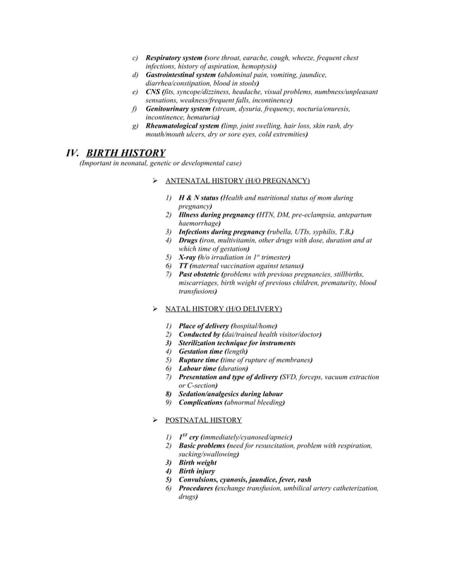 Pediatrics history taking | DOC