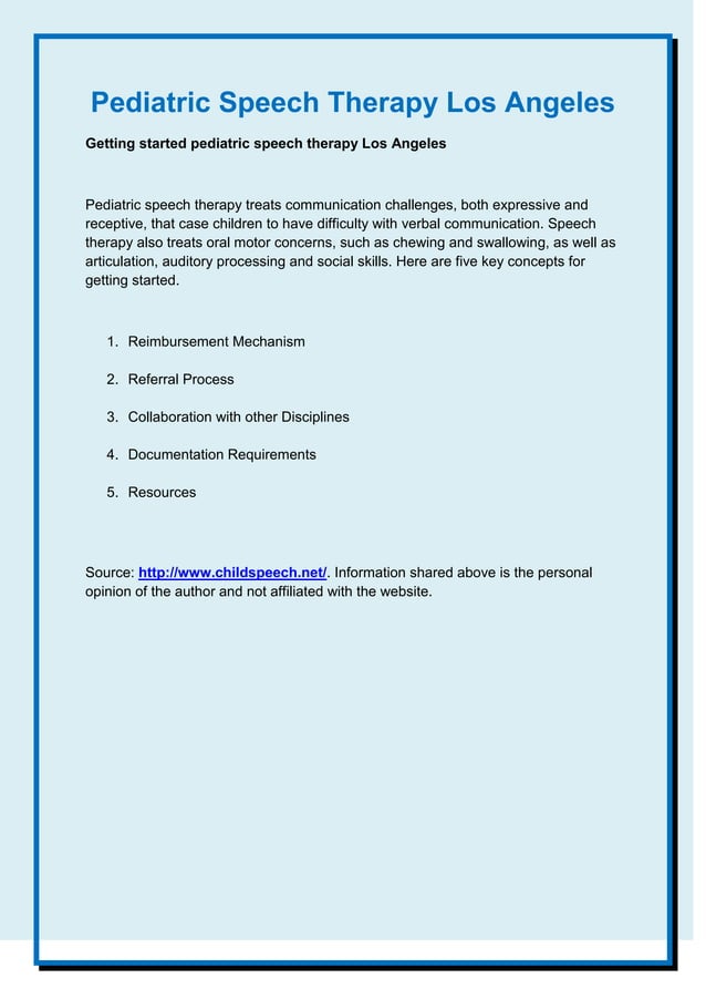 Pediatric Speech Therapy Los Angeles | PDF | Ear, Nose and Throat ...