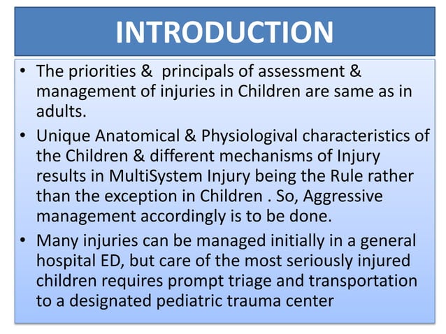 Pediatric Trauma - Concepts & Management | PPTX | First Aid | Injuries