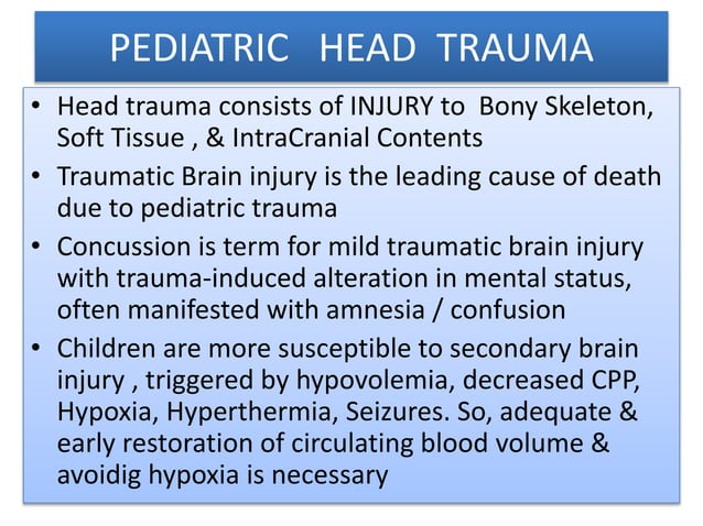 Pediatric Trauma - Concepts & Management | PPTX | First Aid | Injuries