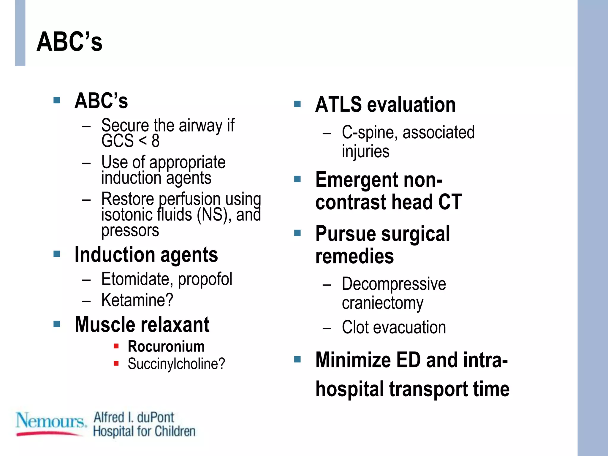 Pediatric traumatic brain injury presentation | PPTX