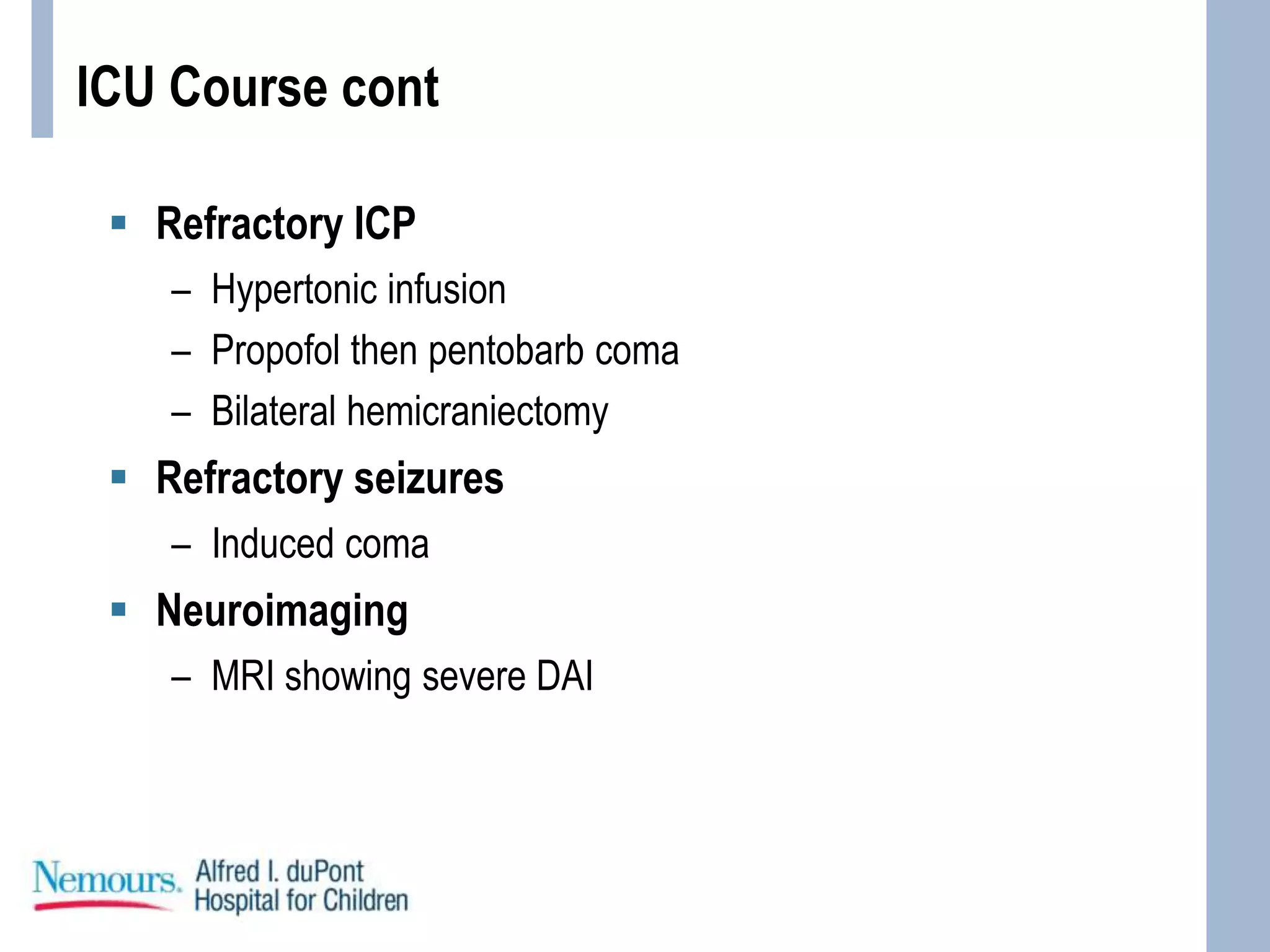 Pediatric traumatic brain injury presentation | PPTX