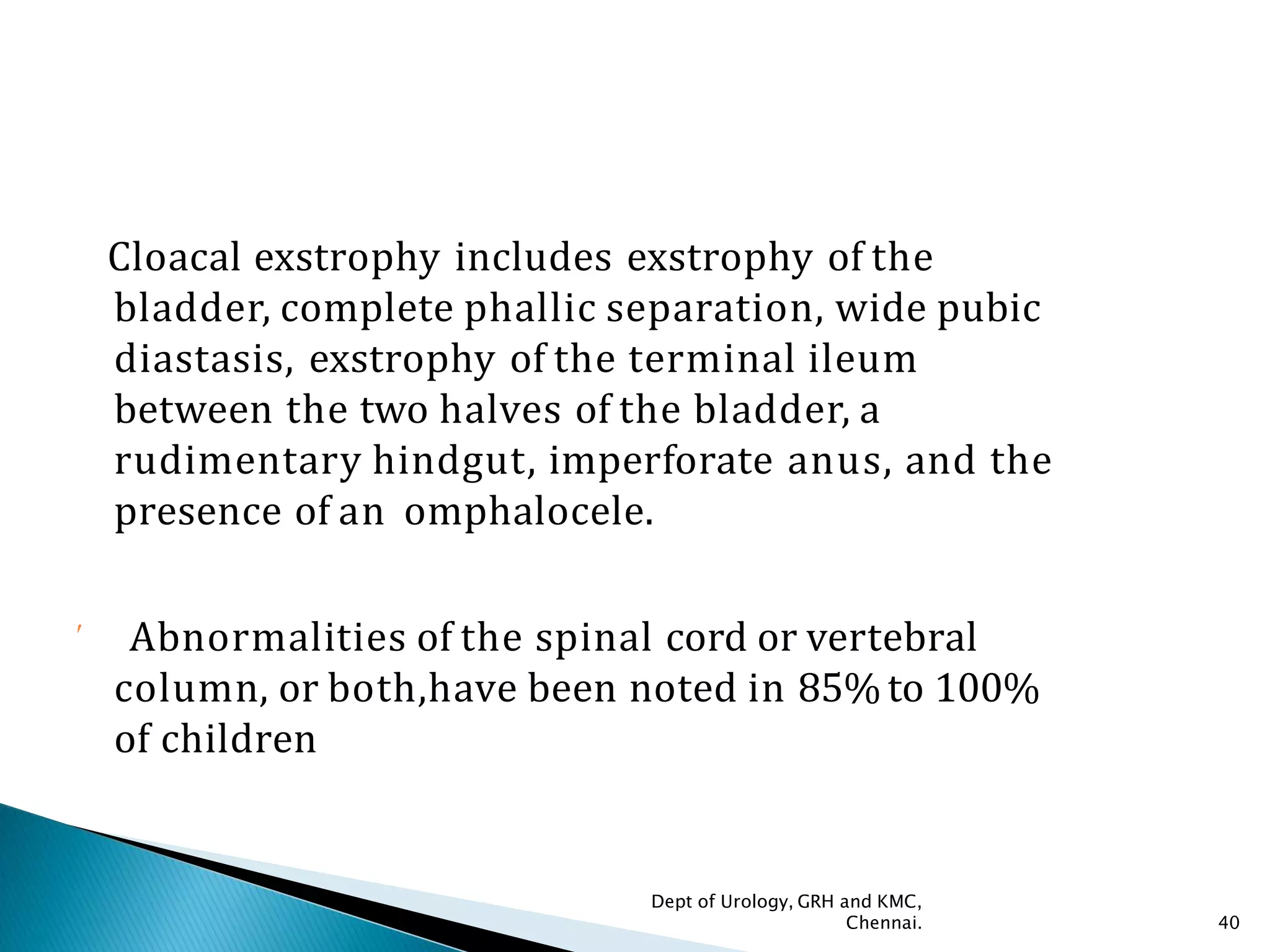 Pediatric urology:Epispadias cloacal exstrophy | PDF