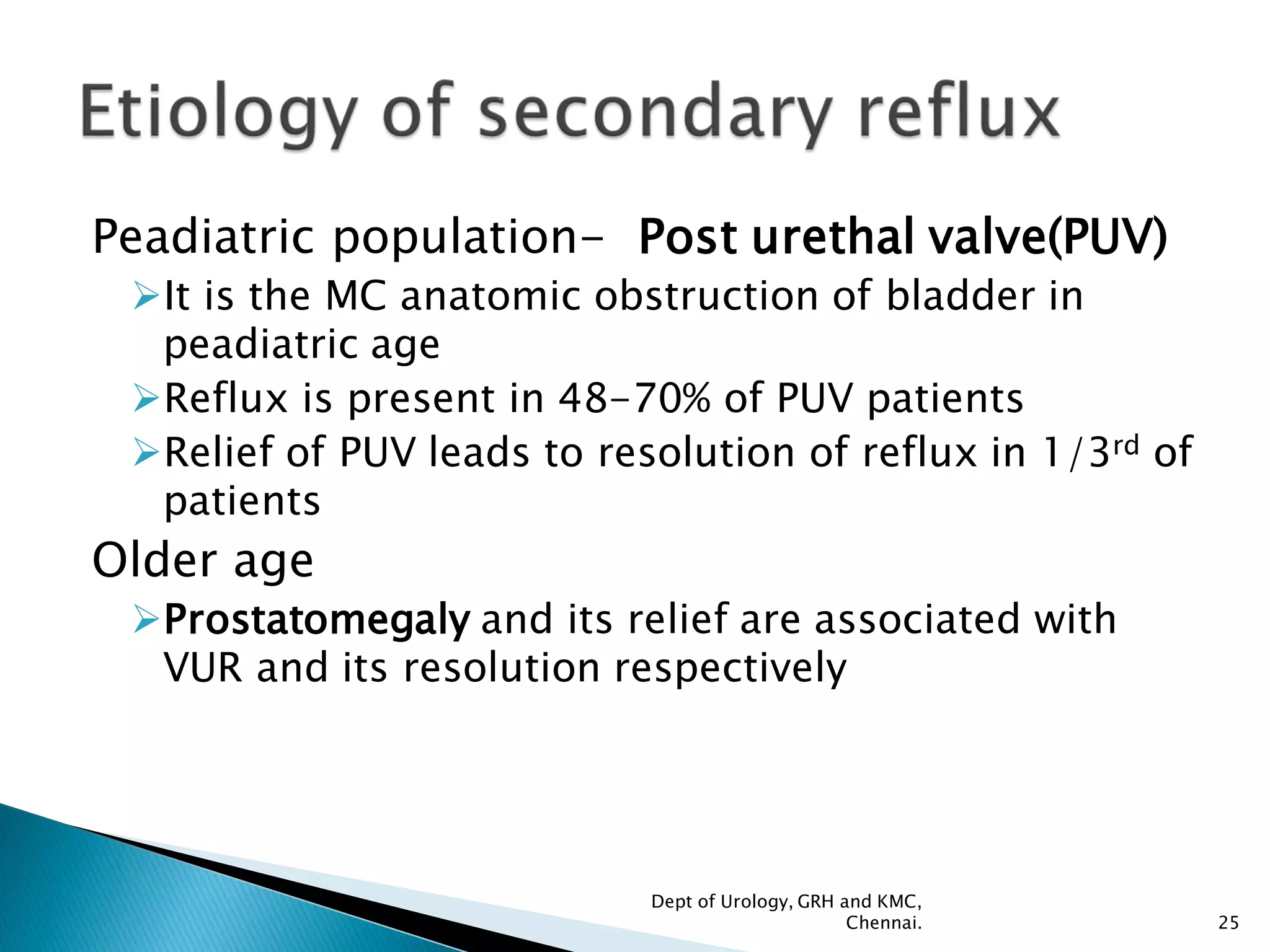 Pediatric urology : Vesicoureteric reflux(vur)- overview | PDF ...