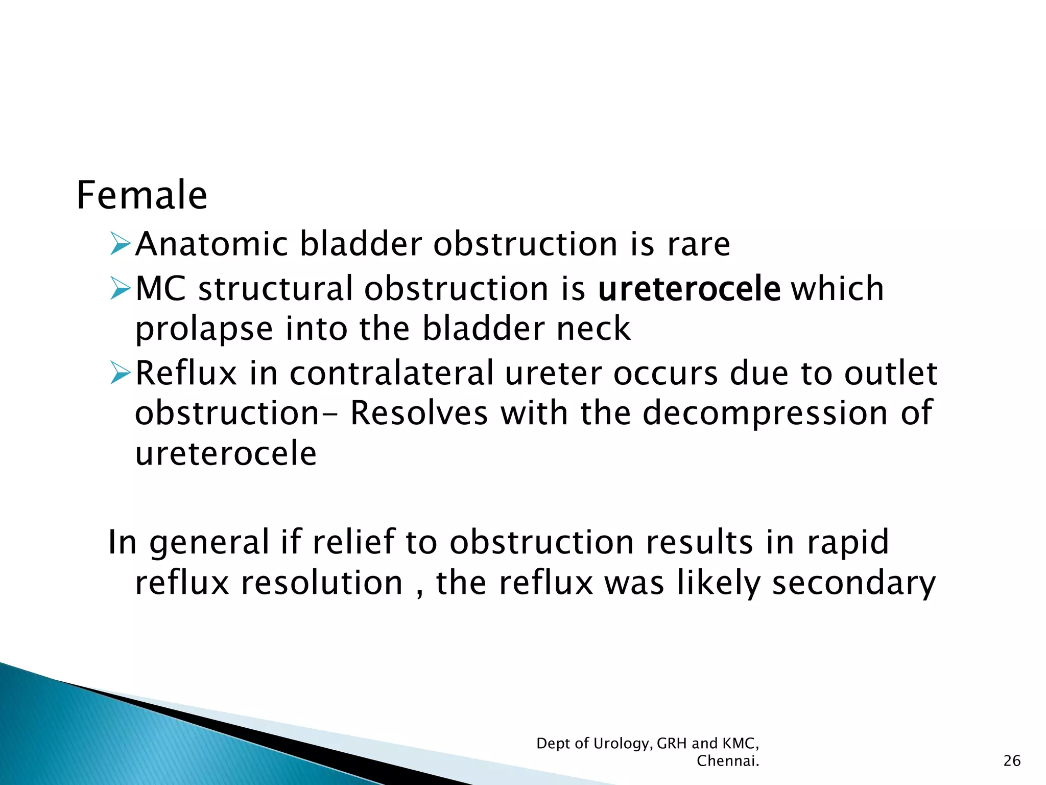 Pediatric urology : Vesicoureteric reflux(vur)- overview | PDF