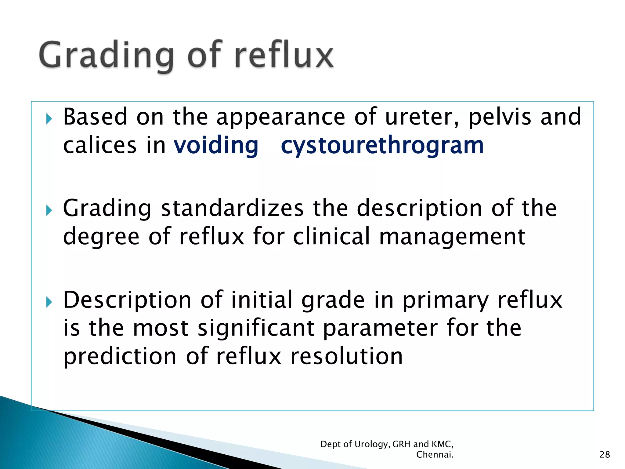 Pediatric urology : Vesicoureteric reflux(vur)- overview | PDF