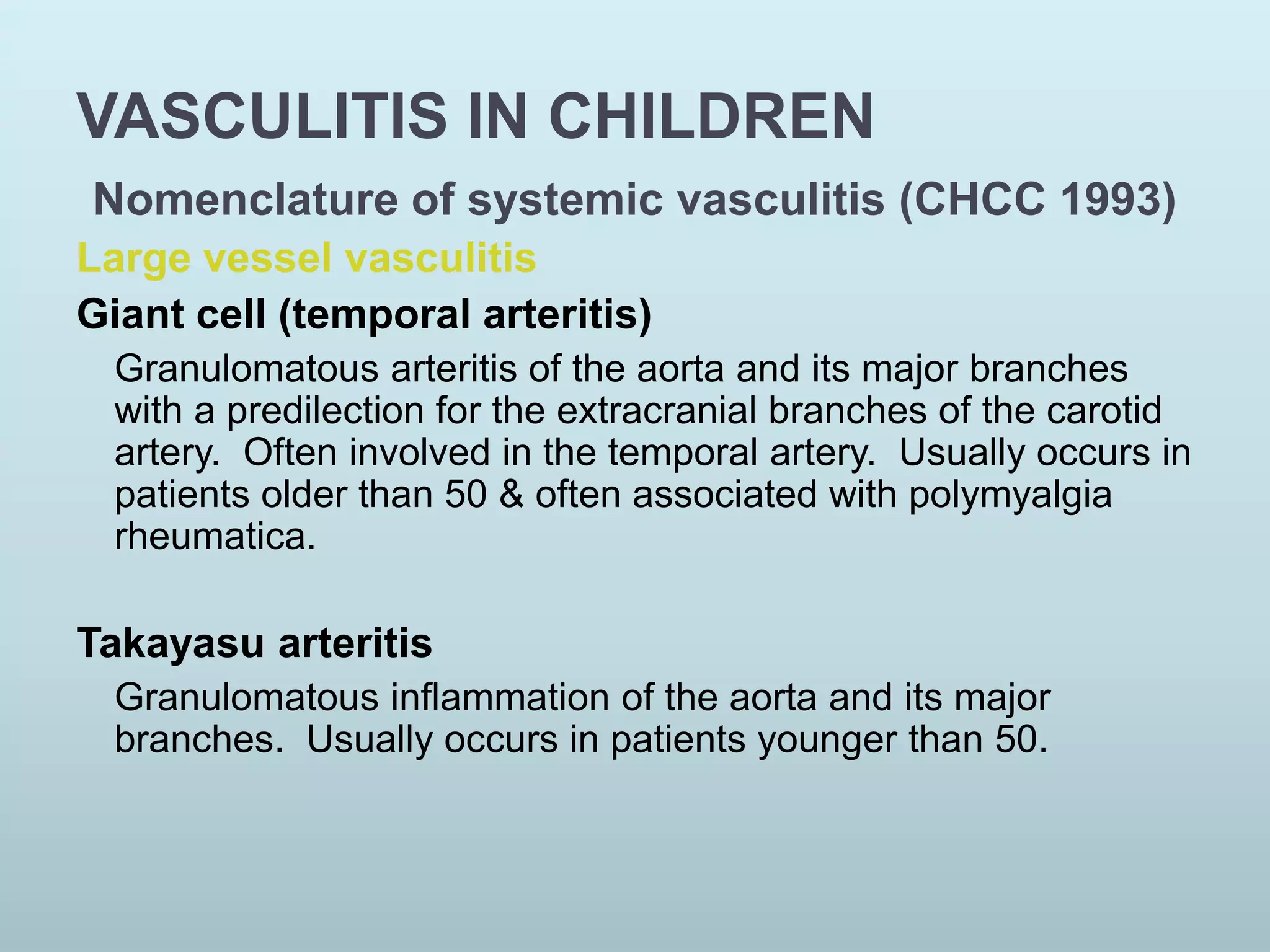 Pediatric vasculitis dr inayat ullah | PPTX