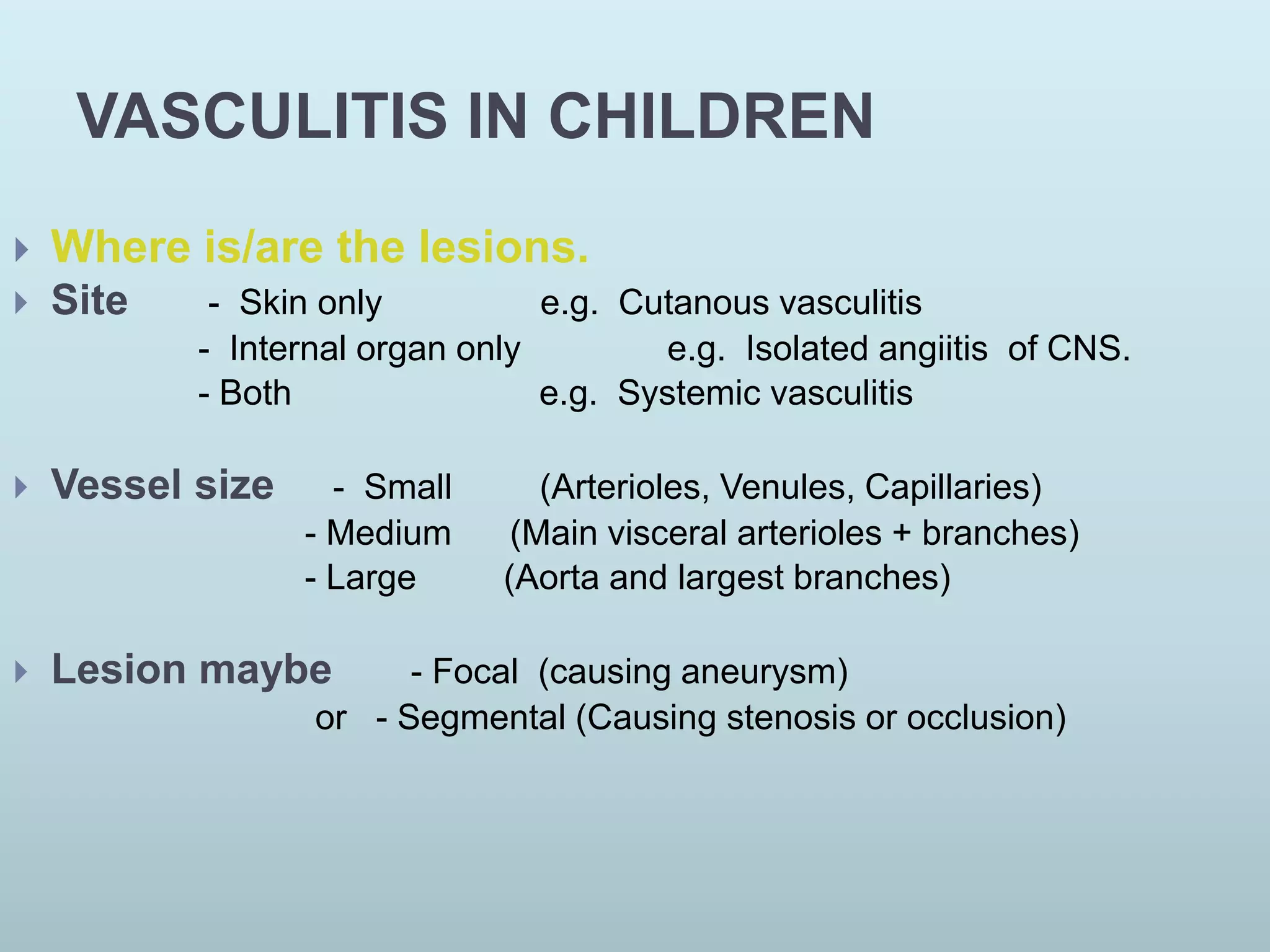 Pediatric vasculitis dr inayat ullah | PPTX