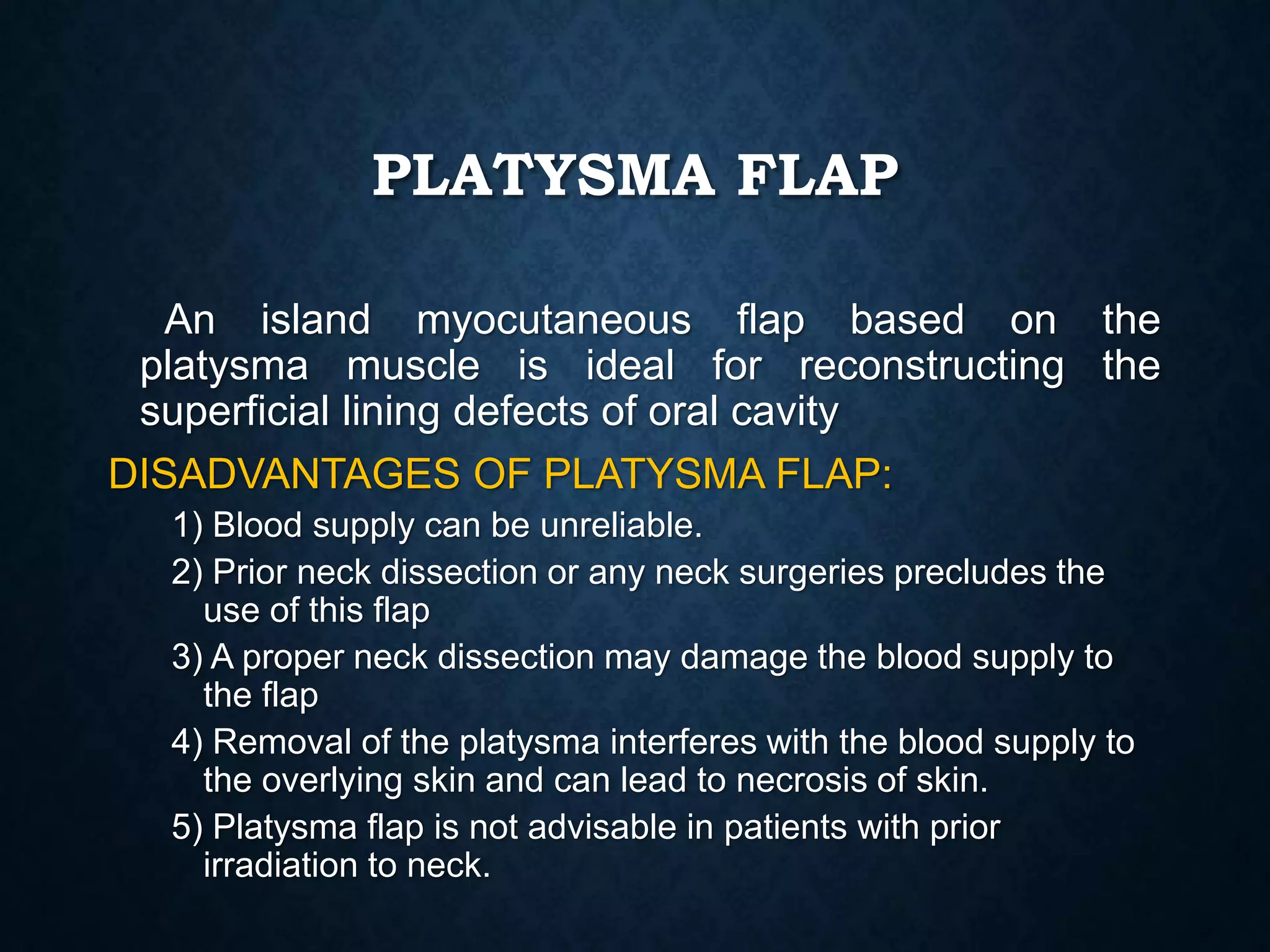 Pedicled flaps in head and neck surgery | PPTX