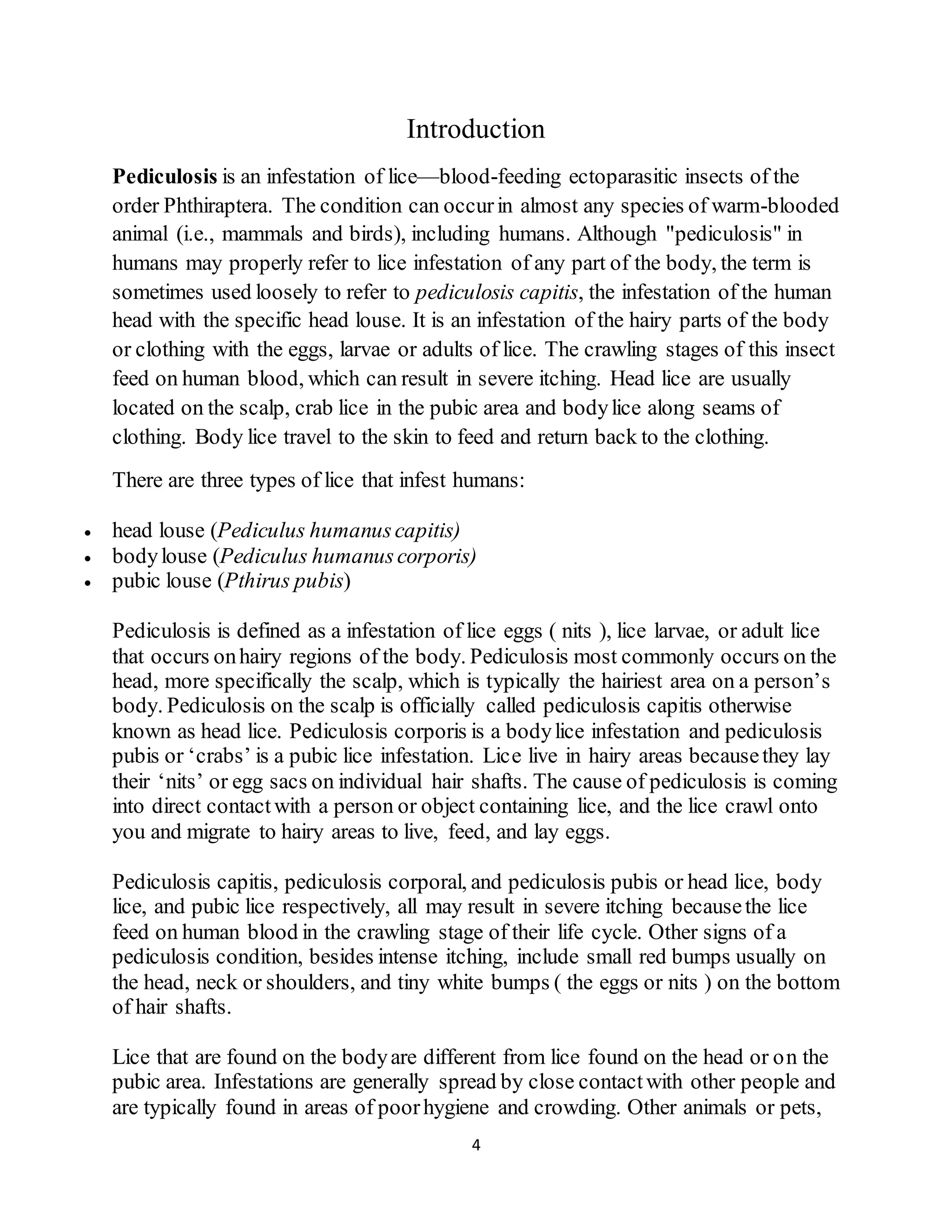 Pediculosis - Internal medicine | DOCX