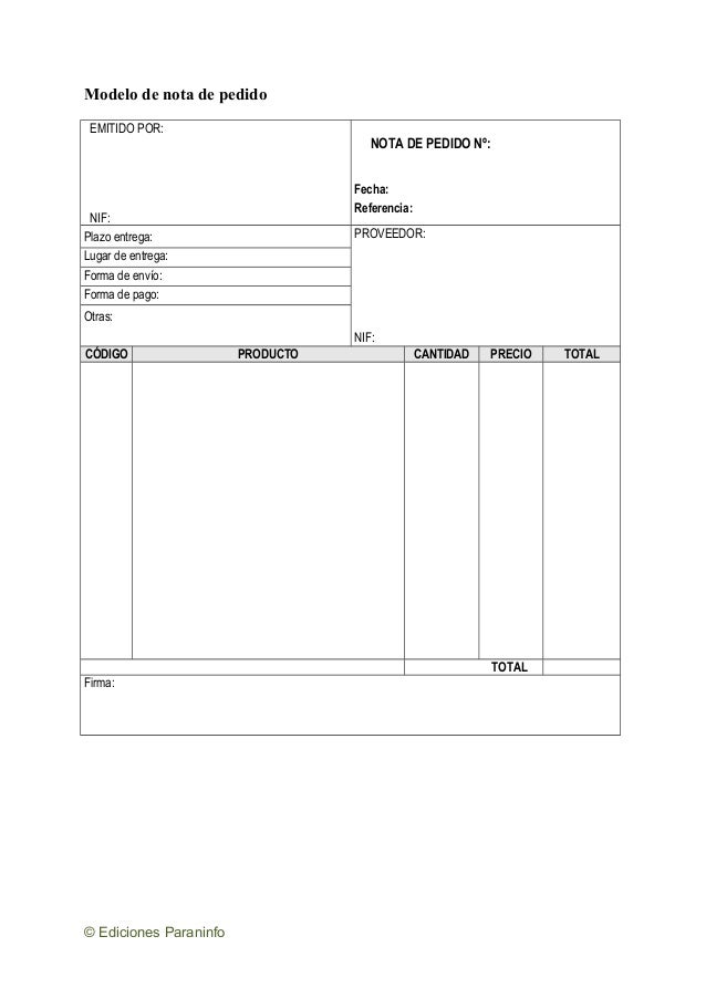 Modelo De Pedido De